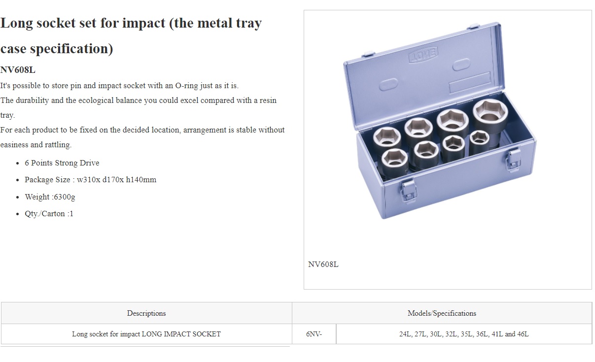Ichiban Precision Sdn Bhd - Tone - Tone Socket set (6 With corner holder), Deep socket set (6 ...
